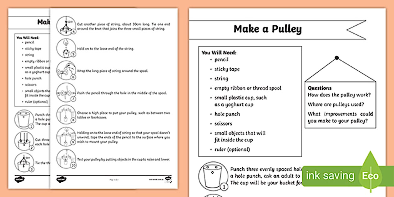 Make a Pulley Instructions (teacher made) - Twinkl