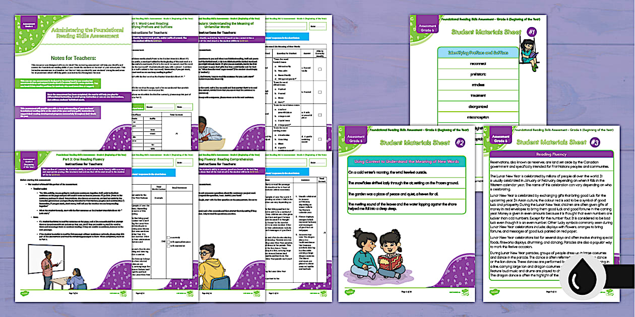 Foundational Reading Skills Assessment - Grade 6 - Twinkl