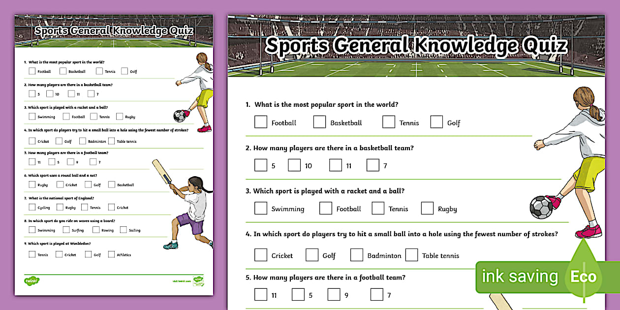 Sports Quiz Questions - Knowledge Quiz (teacher made)