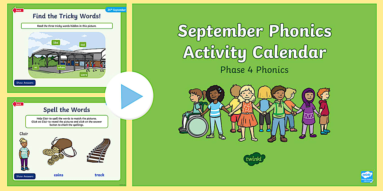 Phase 4 September Phonics Activity Calendar PowerPoint