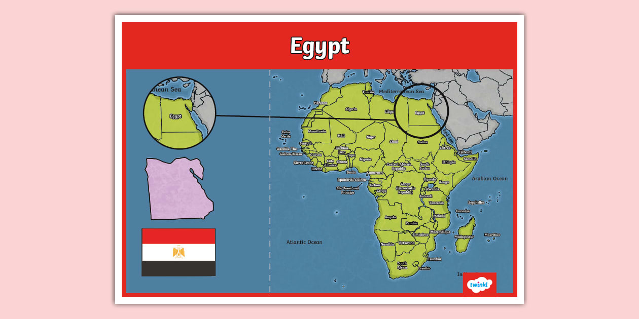 Egypt on Map Display Poster (teacher made) - Twinkl