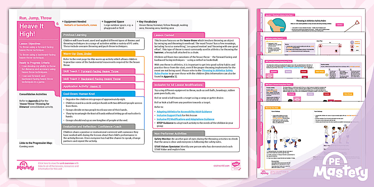 Year 4 Heave Throw Lesson Pack - PE Mastery (teacher made)