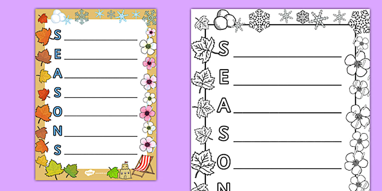 Editable Seasons Acrostic Poem Template (teacher made)