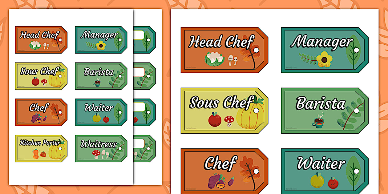 Autumn Market-Themed Cafe Name Tags