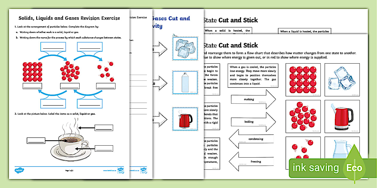 Solids Liquids And Gases Worksheets - Grade 8 - Twinkl SA