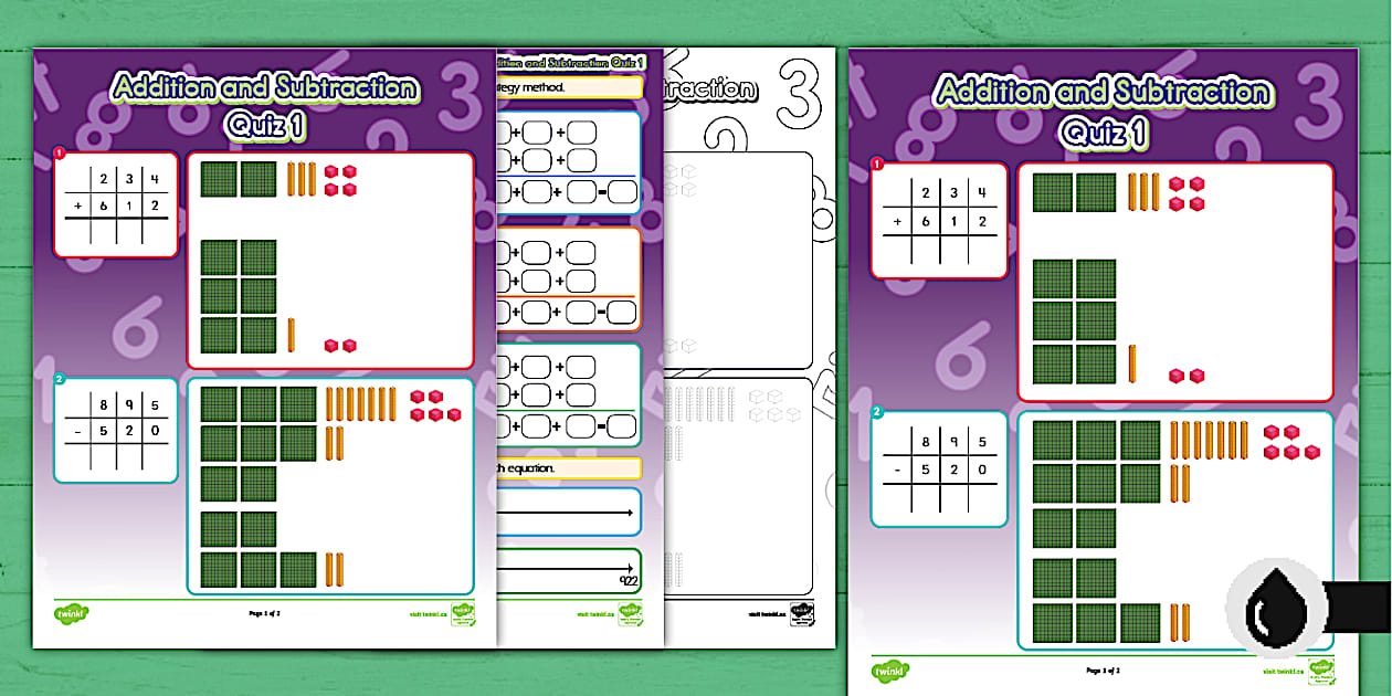 Grade 3 Addition and Subtraction Mini Assessment 1 - Twinkl
