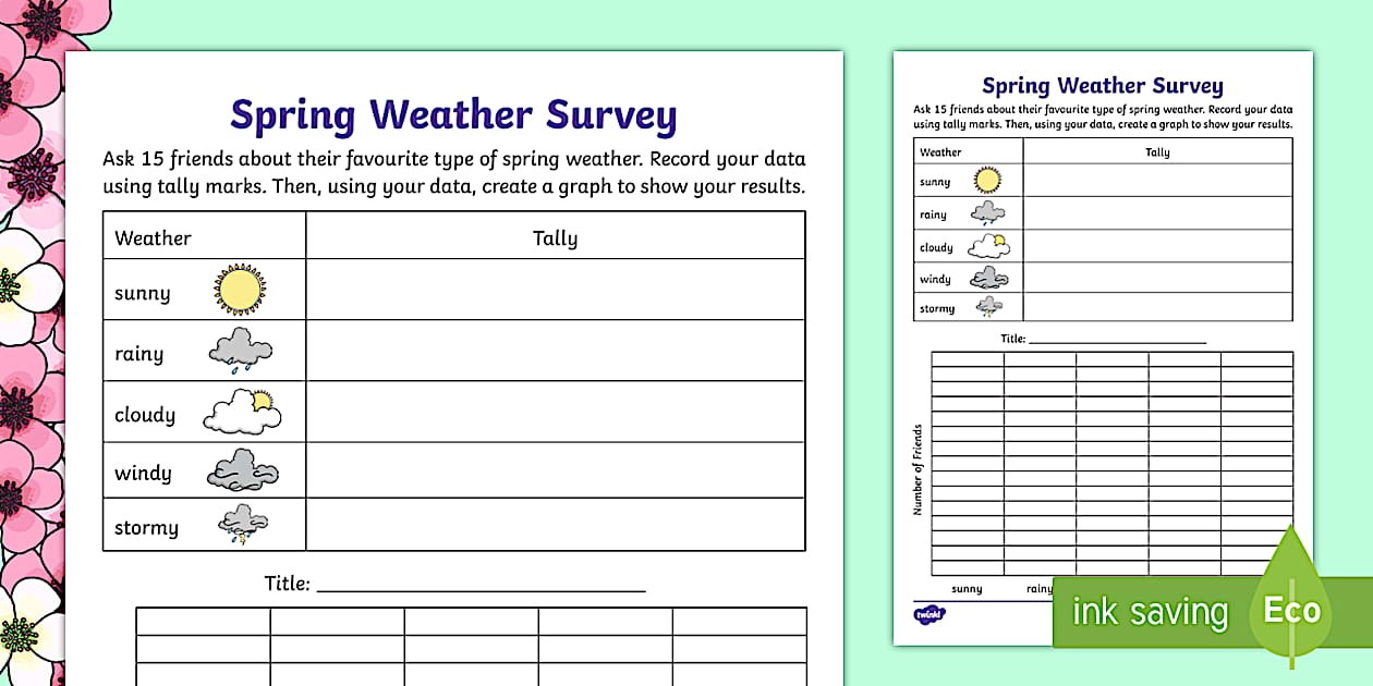 F-2 Spring Weather Survey Worksheet / Worksheet - Twinkl