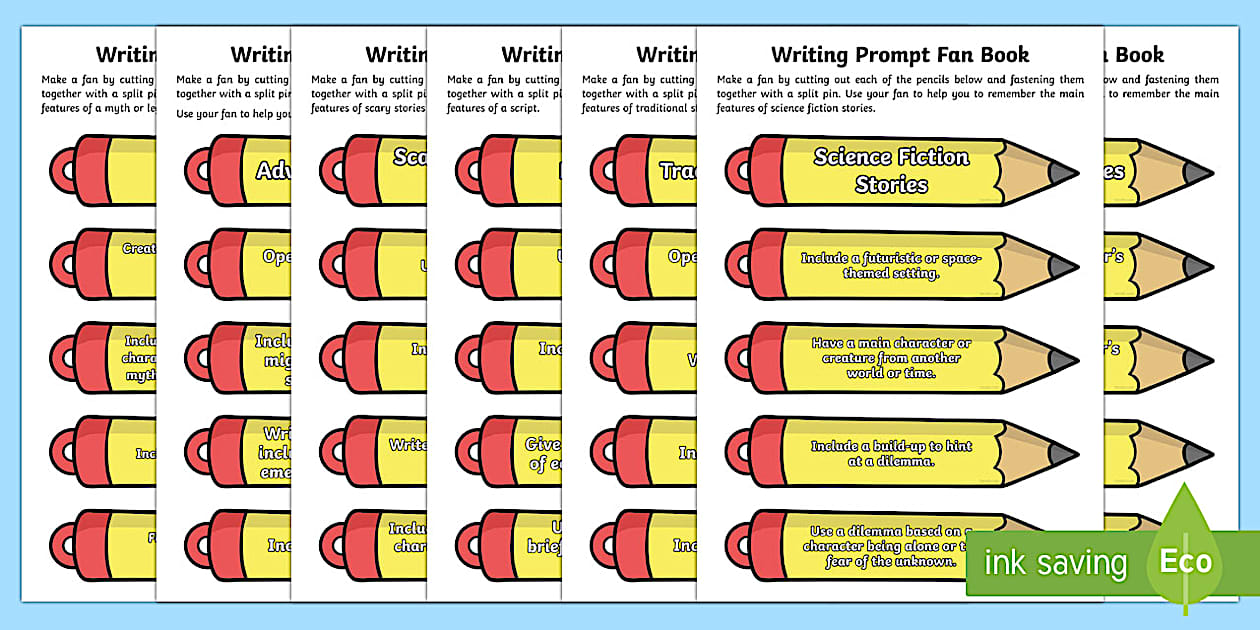 Editable Pencil Themed Fictional Writing Success Criteria Prompt Fan ...