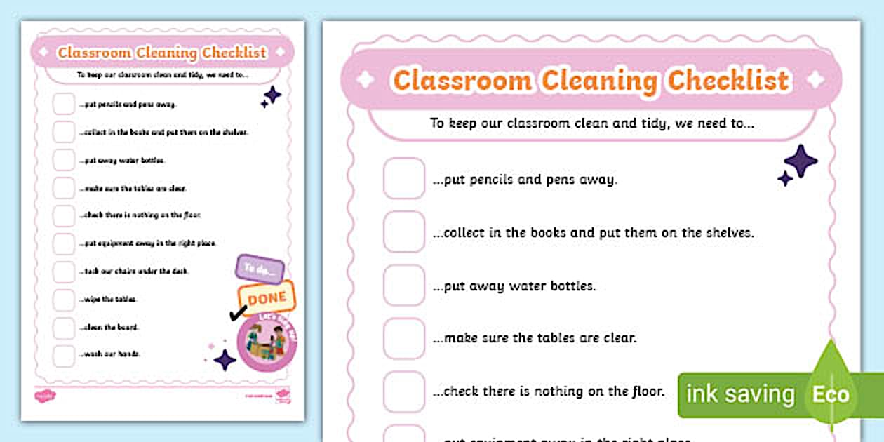 Printable Classroom Cleaning Checklist - Display Poster