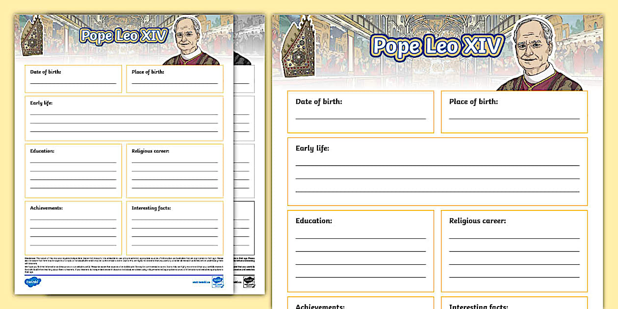 Pope Leo XIV Fact File Template (teacher made) - Twinkl