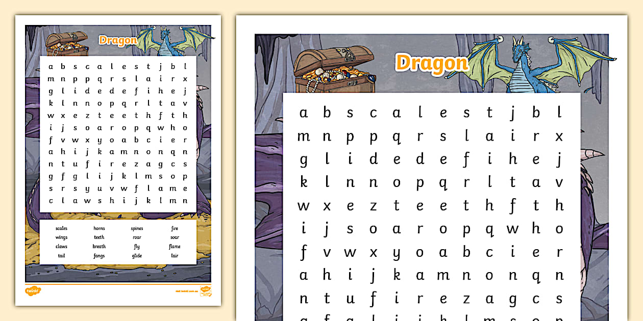 Dragon Word Search (Teacher-Made) - Twinkl