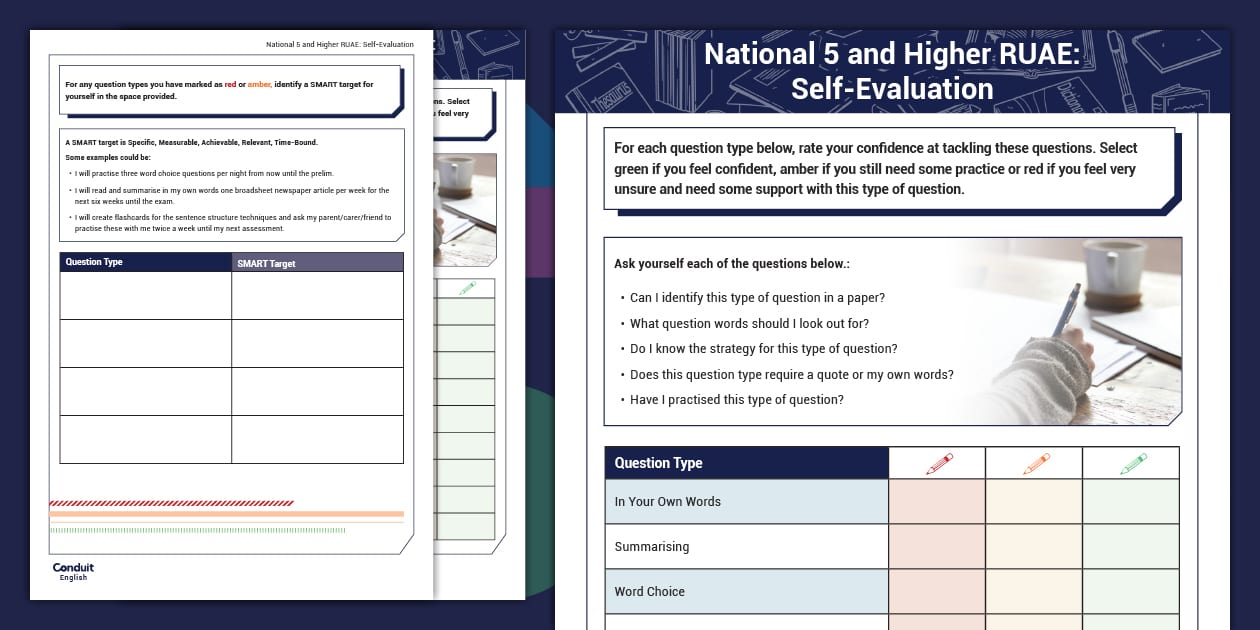 National 5 and Higher RUAE: Self-Evaluation (teacher made)