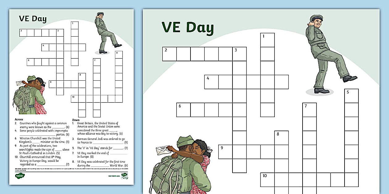 KS2 VE Day Crossword - History - Second World War - Twinkl
