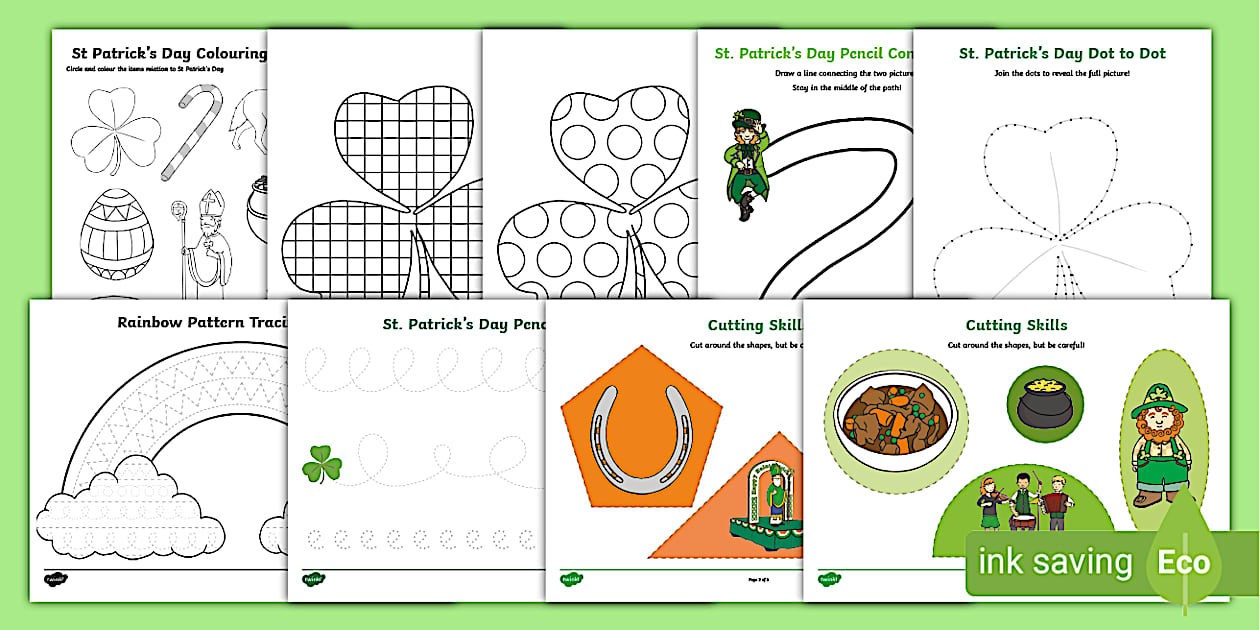 St Patrick's Day Pencil Control Activity Pack (teacher made)