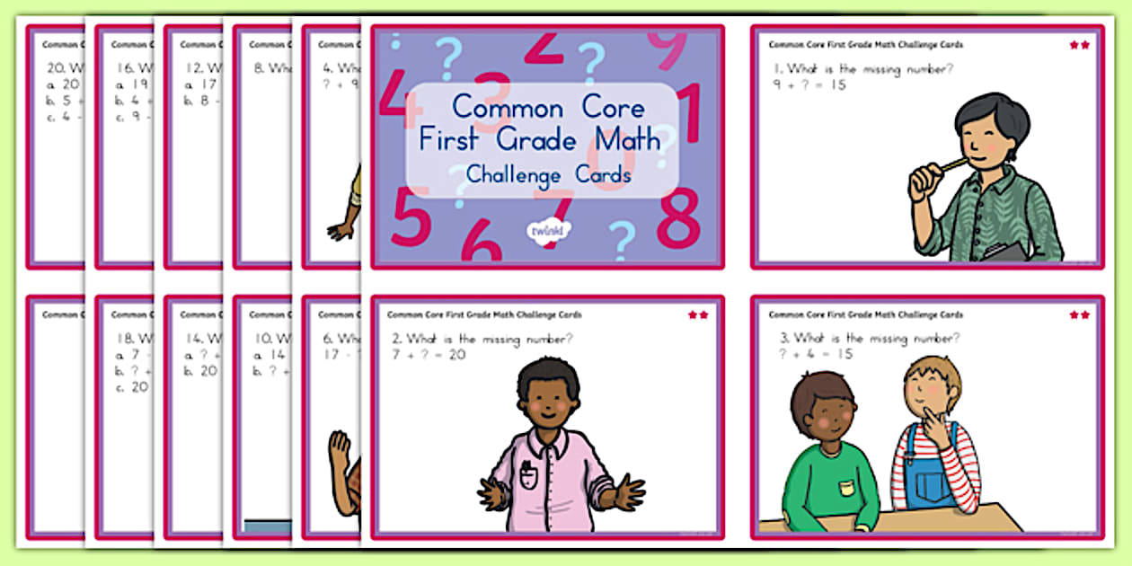 Editable Common Core First Grade Math OA 8 Cards Challenge Cards