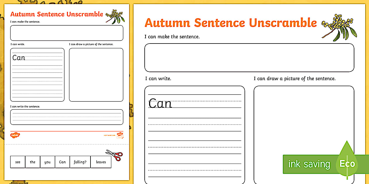 Autumn Sentence Unscramble