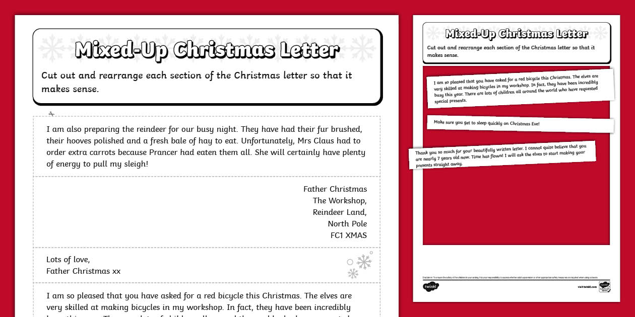 Mixed-Up Christmas Letter Worksheet | Santa Letter | Writing