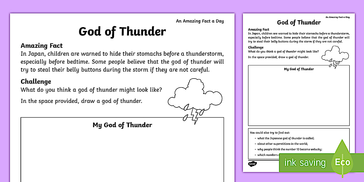 God of Thunder Worksheet / Worksheet (teacher made) - Twinkl