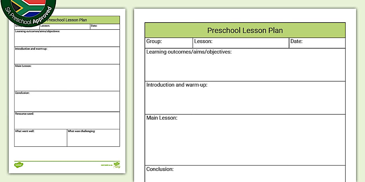 Preschool: Lesson Plan (professor feito) - Twinkl