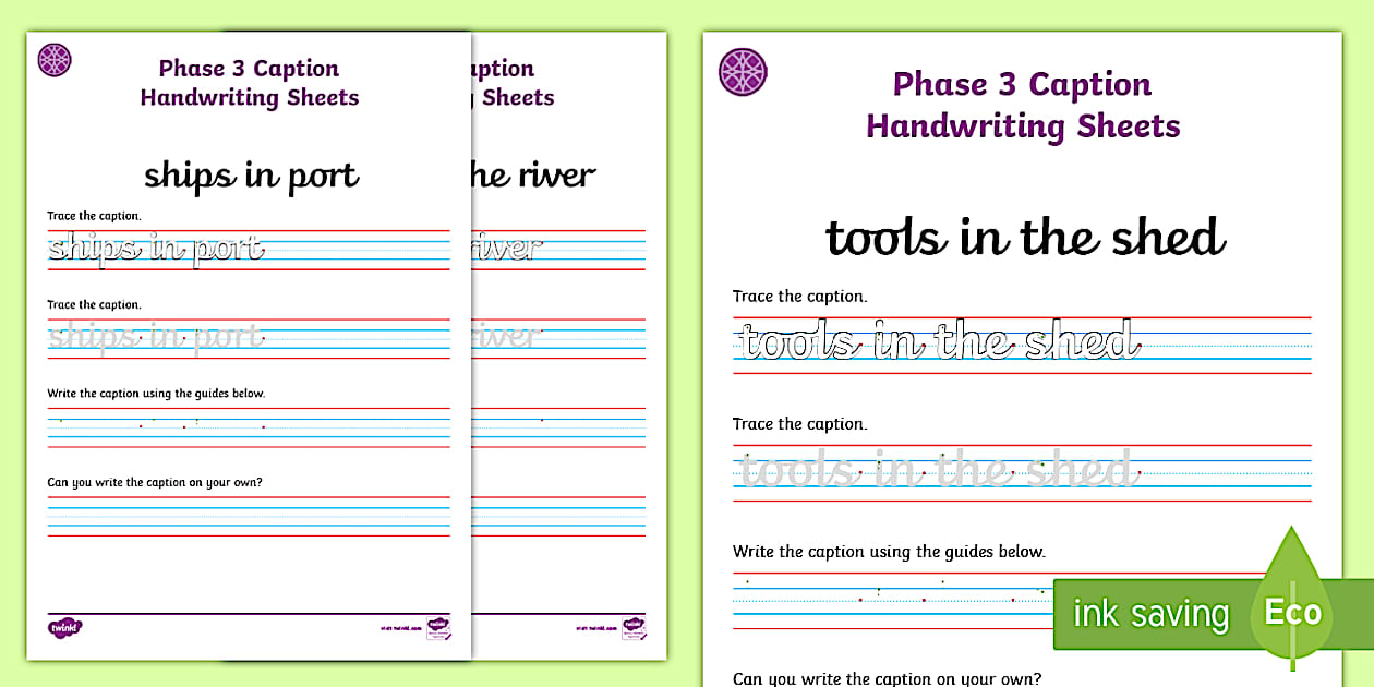 Middle East Phase 3 Captions Handwriting Worksheets - Twinkl
