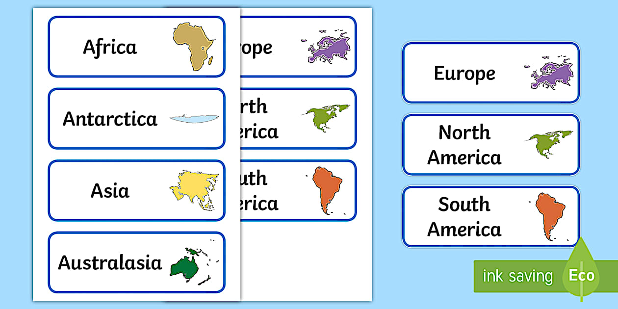 Continent Cards (teacher made) - Twinkl