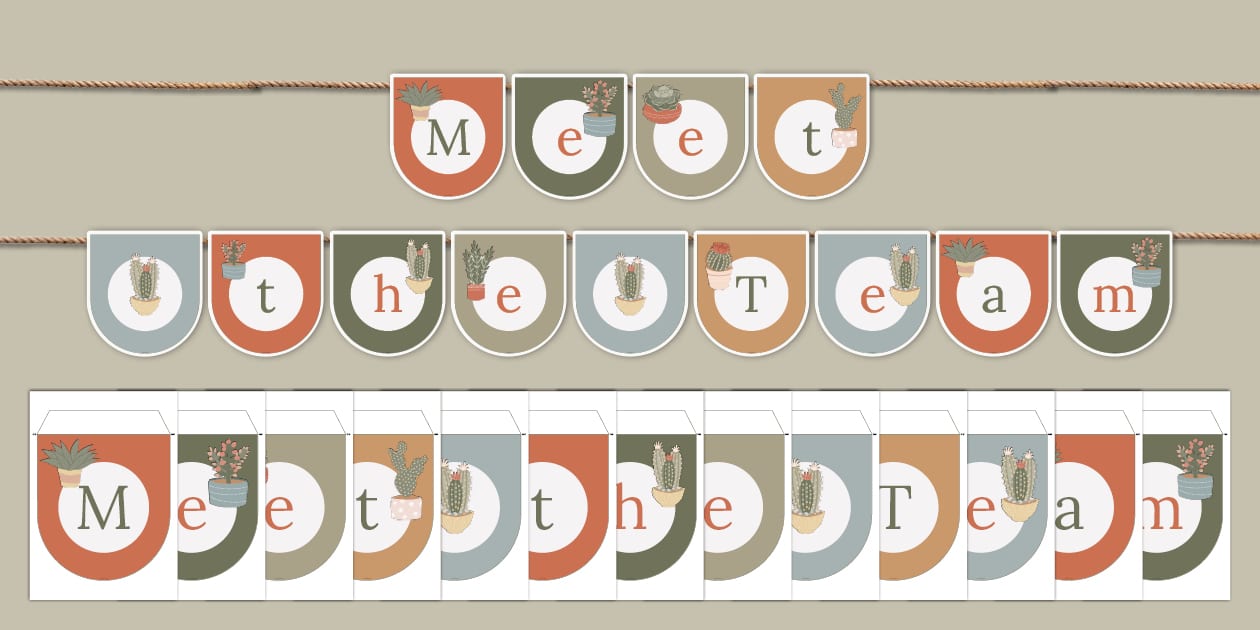 Succulents-Themed Meet the Team Display Bunting - Twinkl