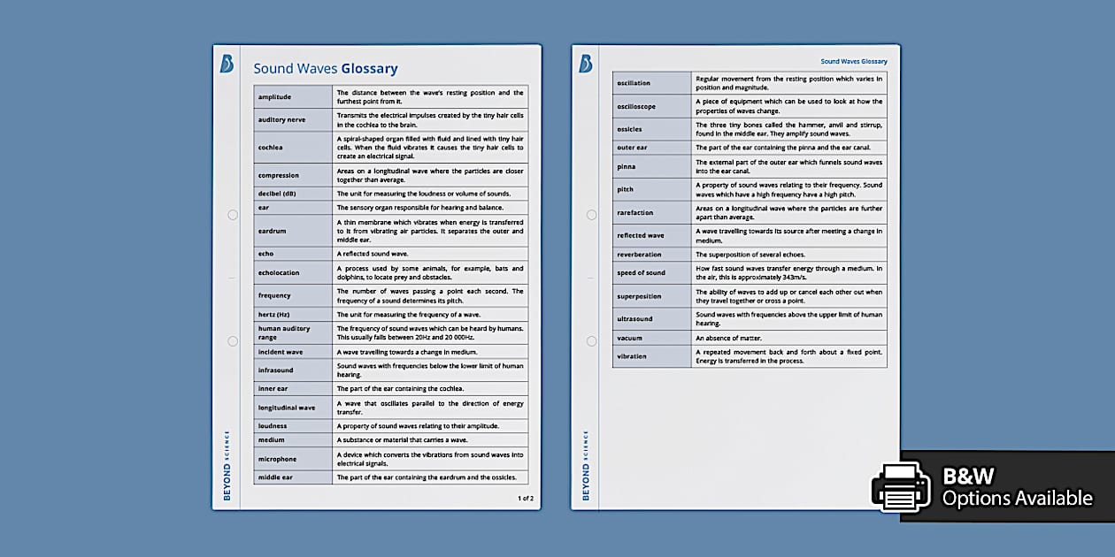 Sound Glossary | KS3 Physics | Beyond Secondary - Twinkl