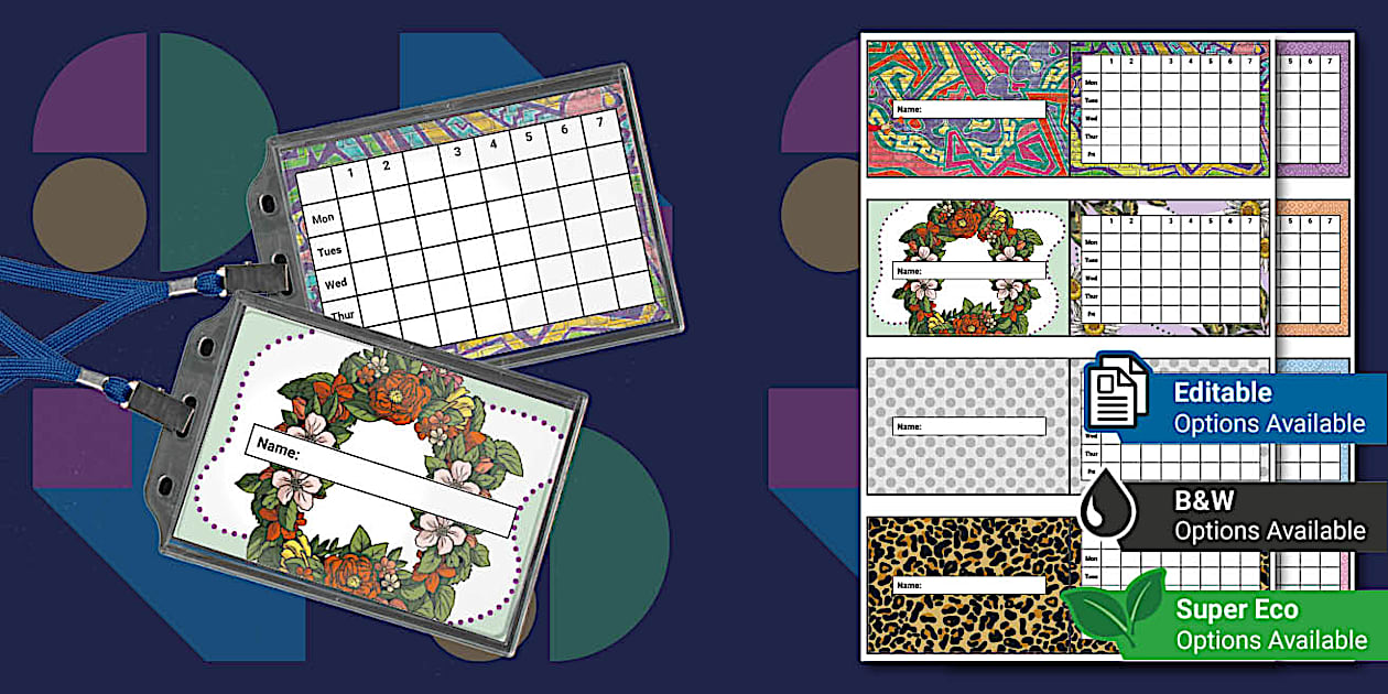 Lanyard-Sized Editable Timetable (teacher made) - Twinkl