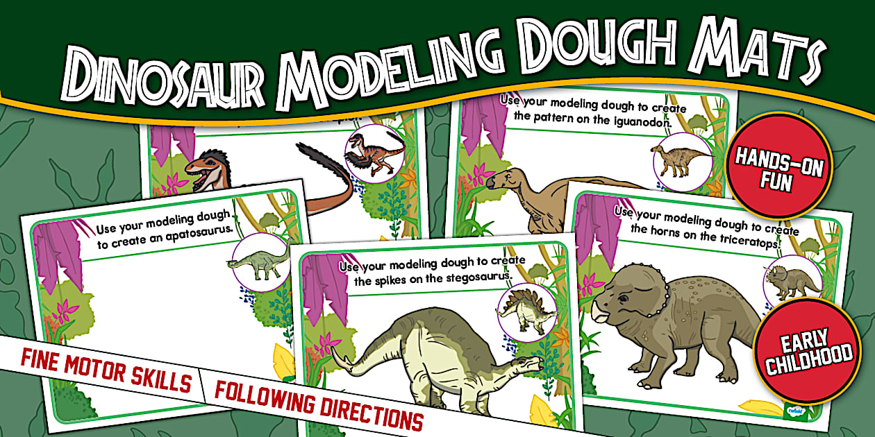 Dinosaur Modeling Dough Mats (teacher made) - Twinkl