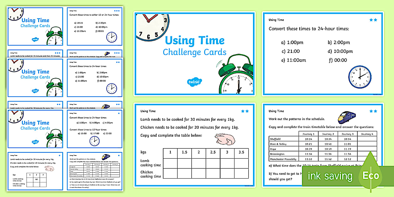 Using Time Maths Challenge Cards (teacher made) - Twinkl