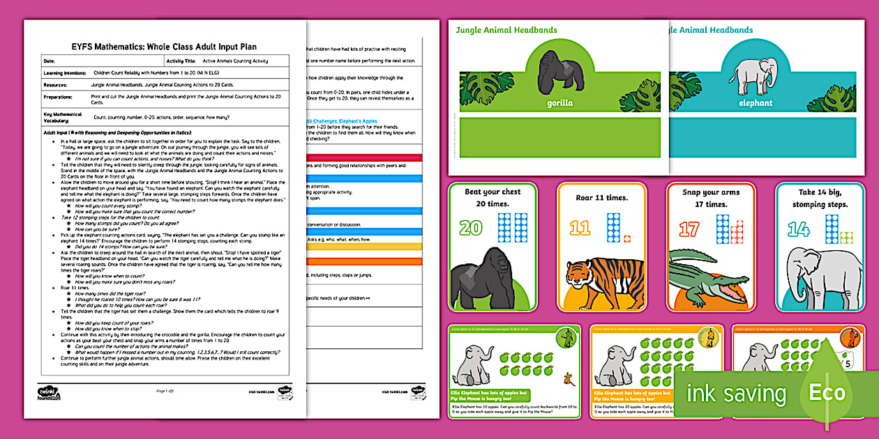 EYFS Active Animal Counting Whole Class Adult Input Plan and Resource Pack