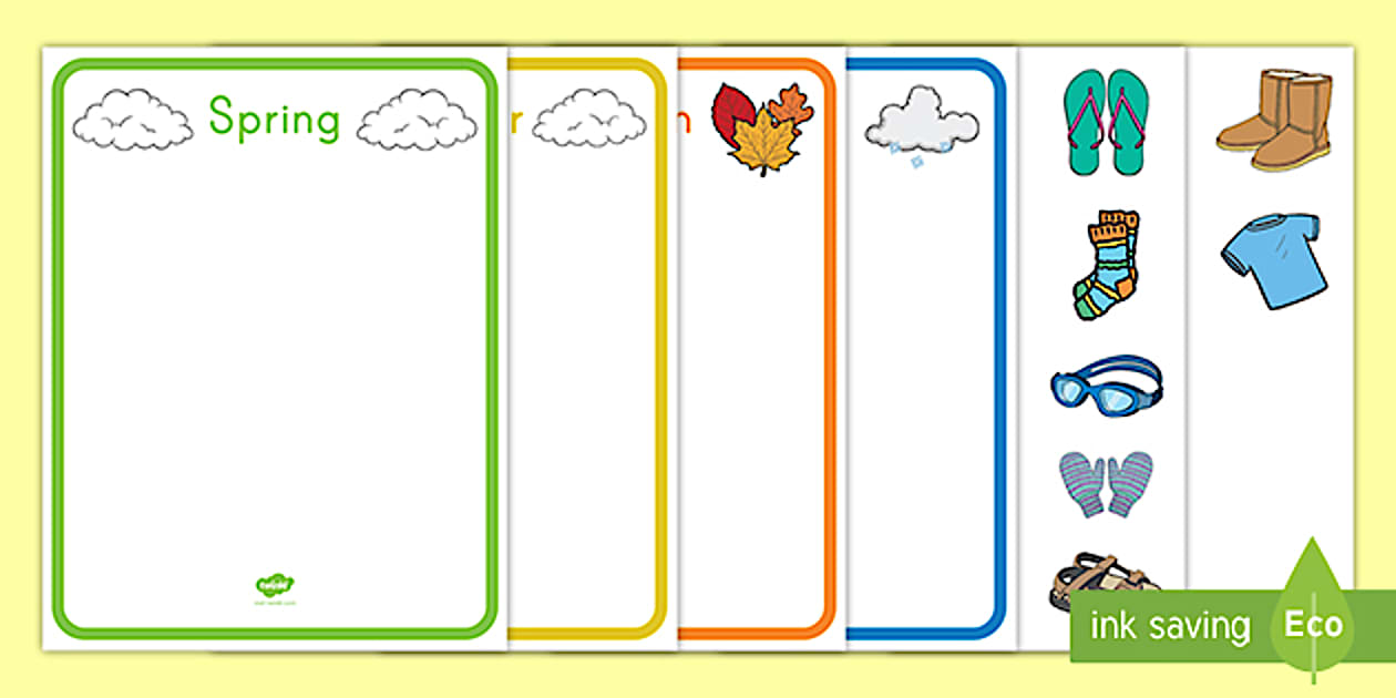 Seasonal Clothes Sorting Worksheet (teacher made) - Twinkl