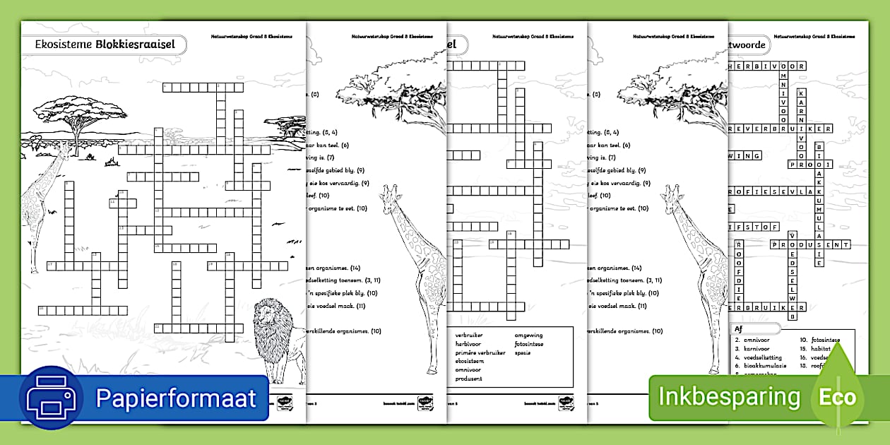Ekosisteme Blokkiesraaisel (teacher made) - Twinkl