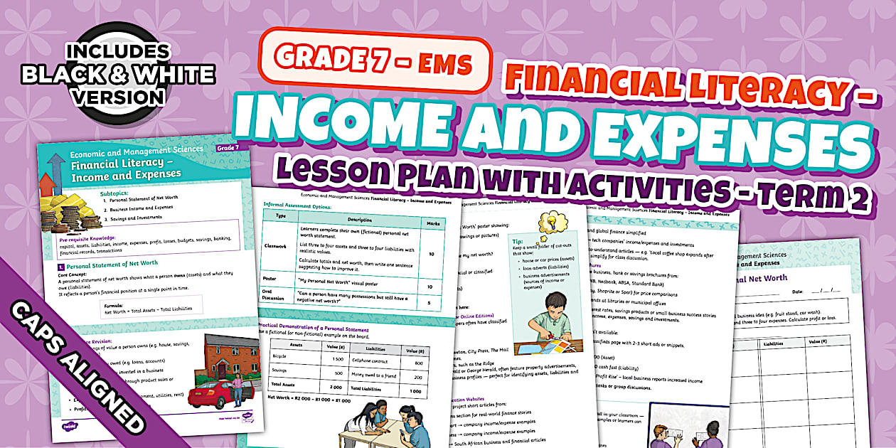 Grade 7 - EMS - Income and Expenditure - Lesson Plan with Activities ...