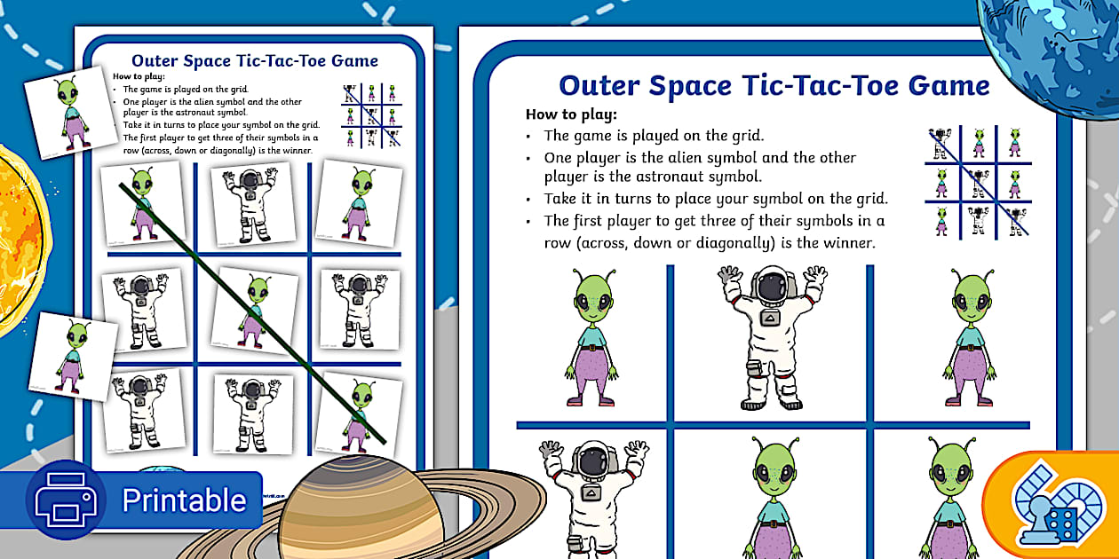 Outer Space Tic Tac Toe Printable Game for Space Activities