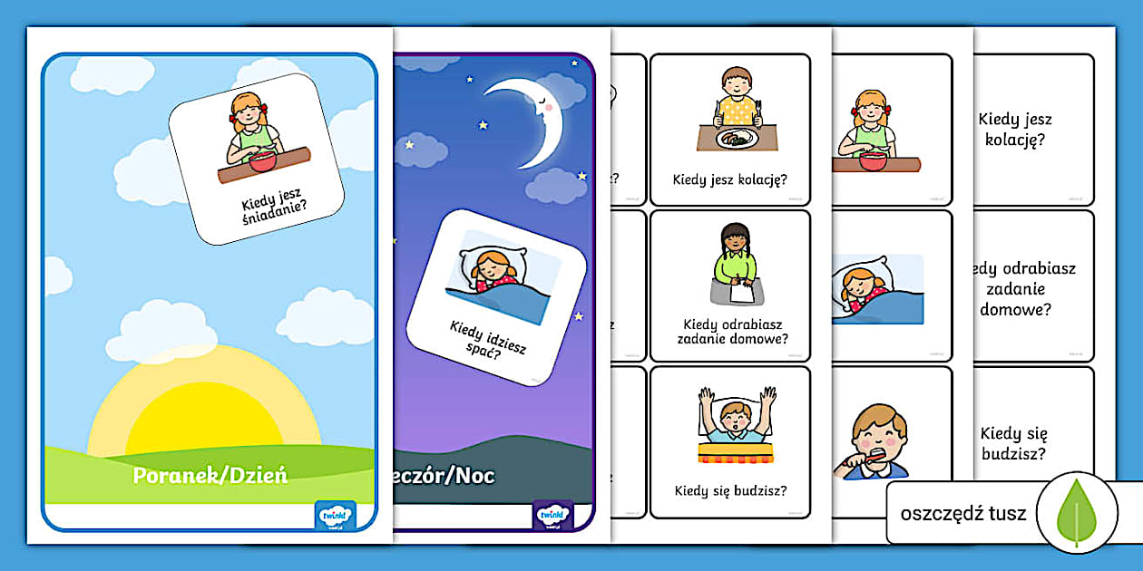 Zestaw do sortowania Poranek i noc po polsku - Twinkl