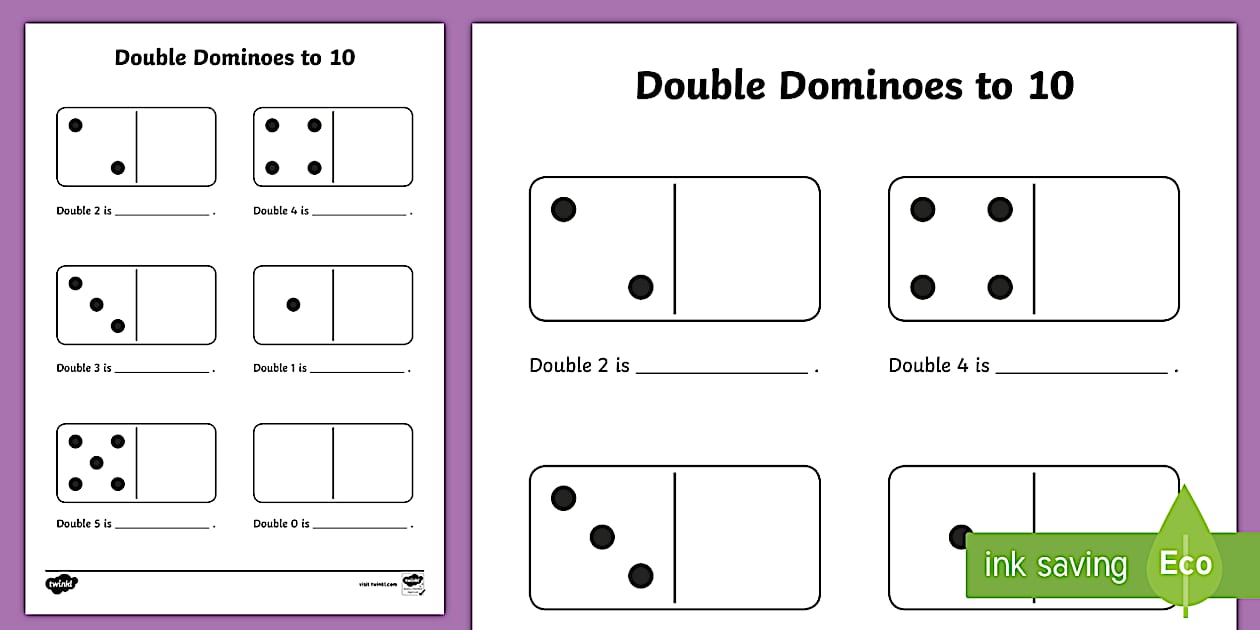 Editable Double Dominoes to 10 Worksheet (teacher made)