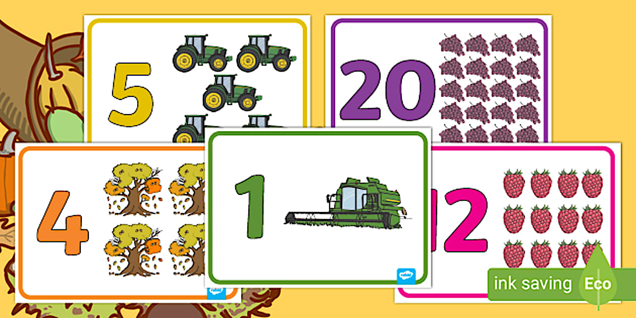 Autumn Number and Object Display Posters (1-20) - Twinkl