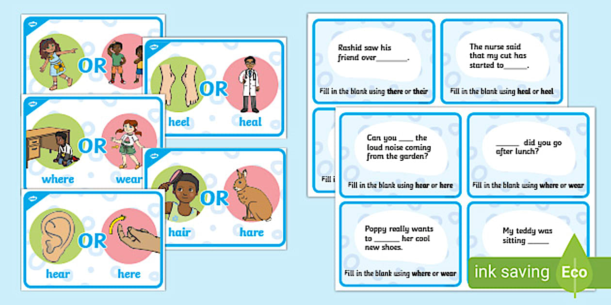 Common Homophones Challenge Cards - Teaching Resource