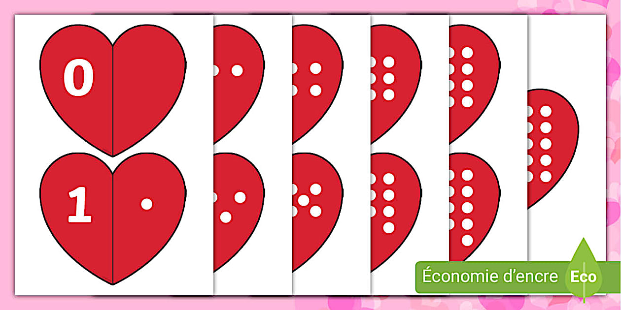 Jeu de paires : associer les cœurs jusqu'à 10