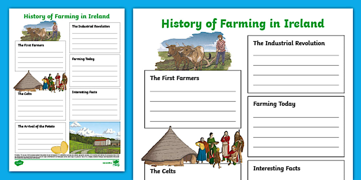 History of Farming in Ireland Fact File Template - Twinkl