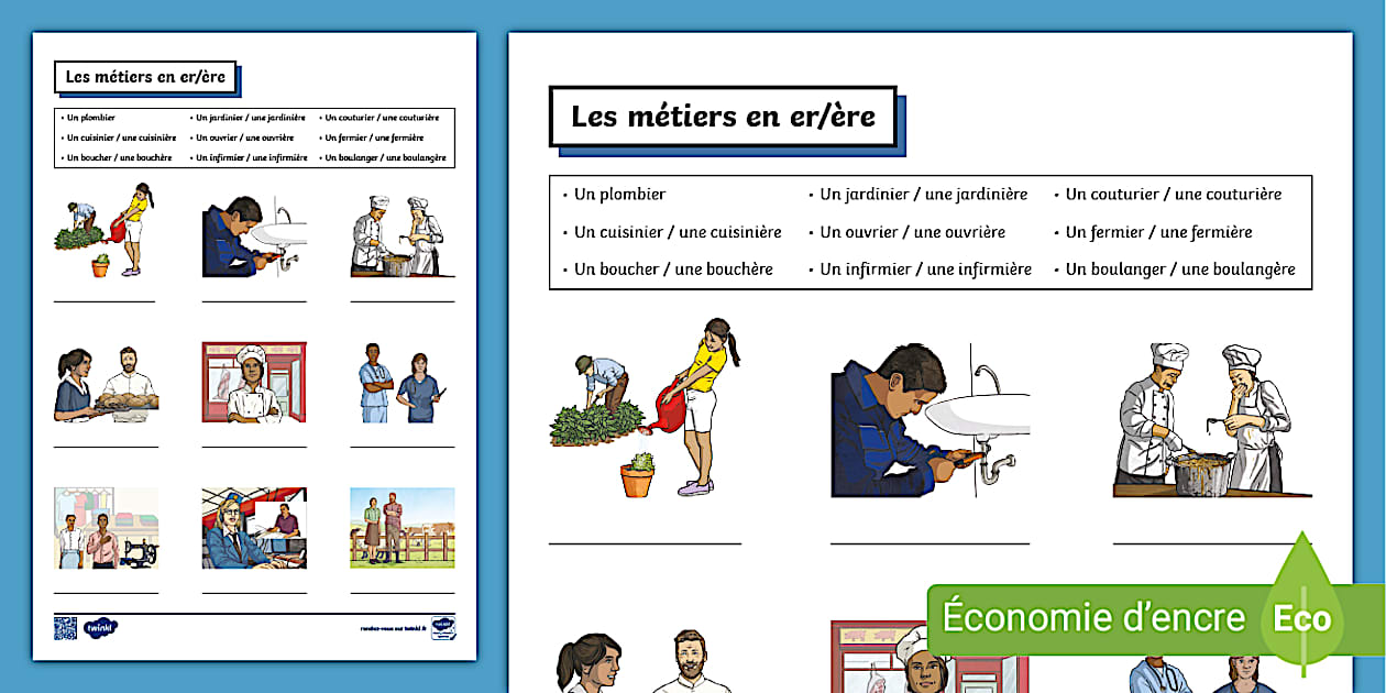 Les métiers en er/ère - fiche d'activités (teacher made)