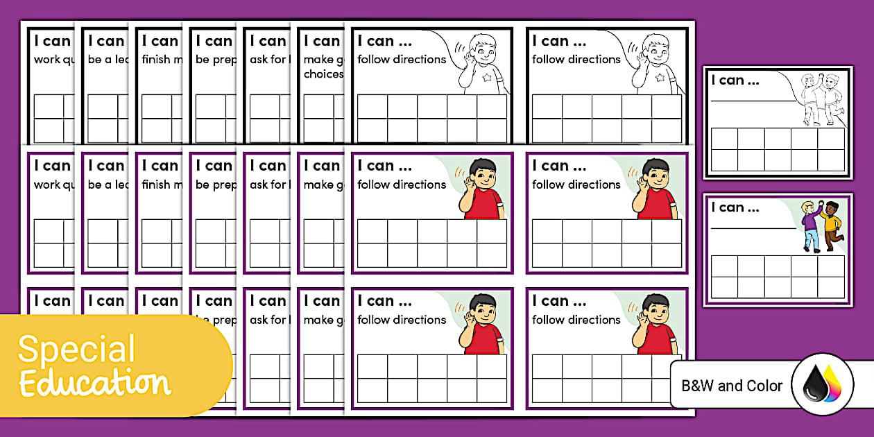"I can ..." Individual Student Behavior Goal Charts