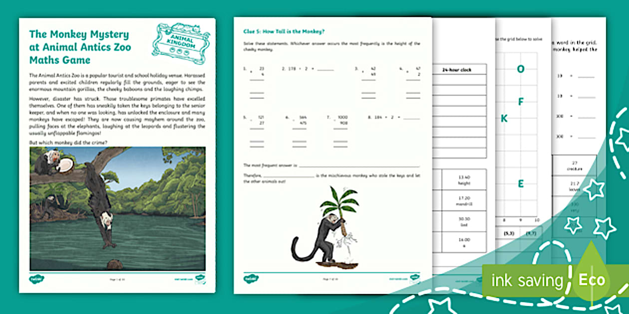 👉 Monkey Mayhem Maths Puzzle (teacher made) - Twinkl