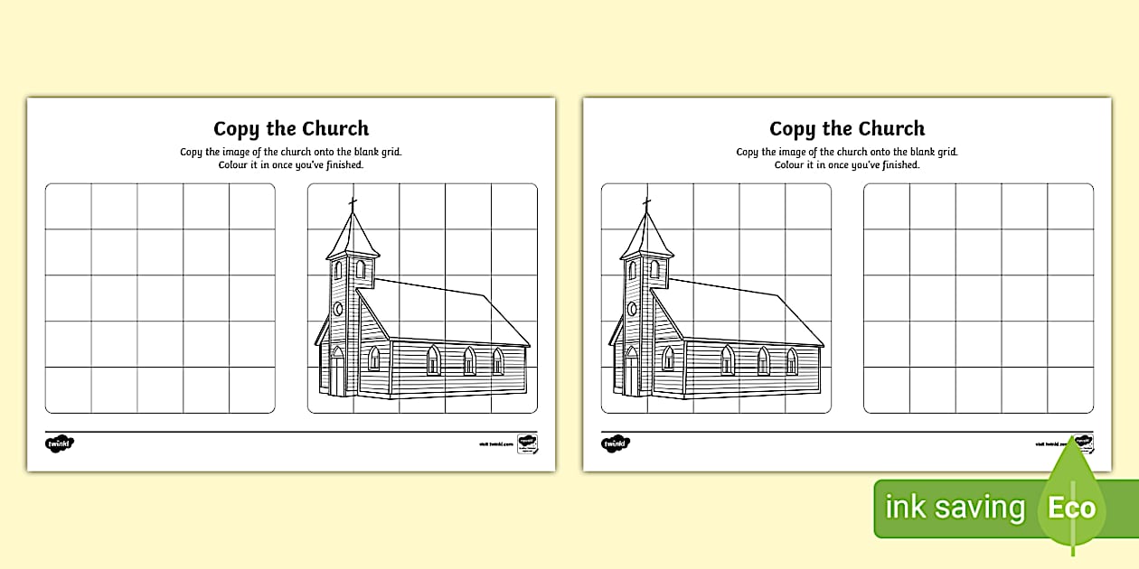 Copy the Church Worksheet (teacher made) - Twinkl