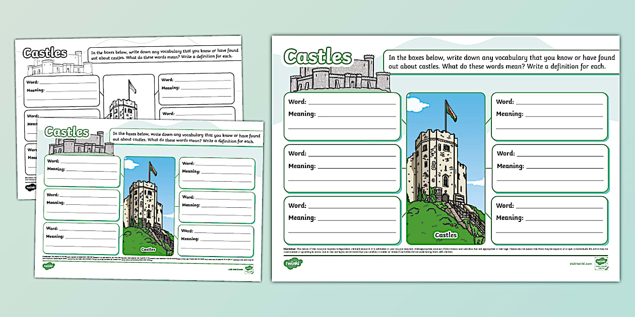 Castles Vocabulary Mind Map (teacher made) - Twinkl