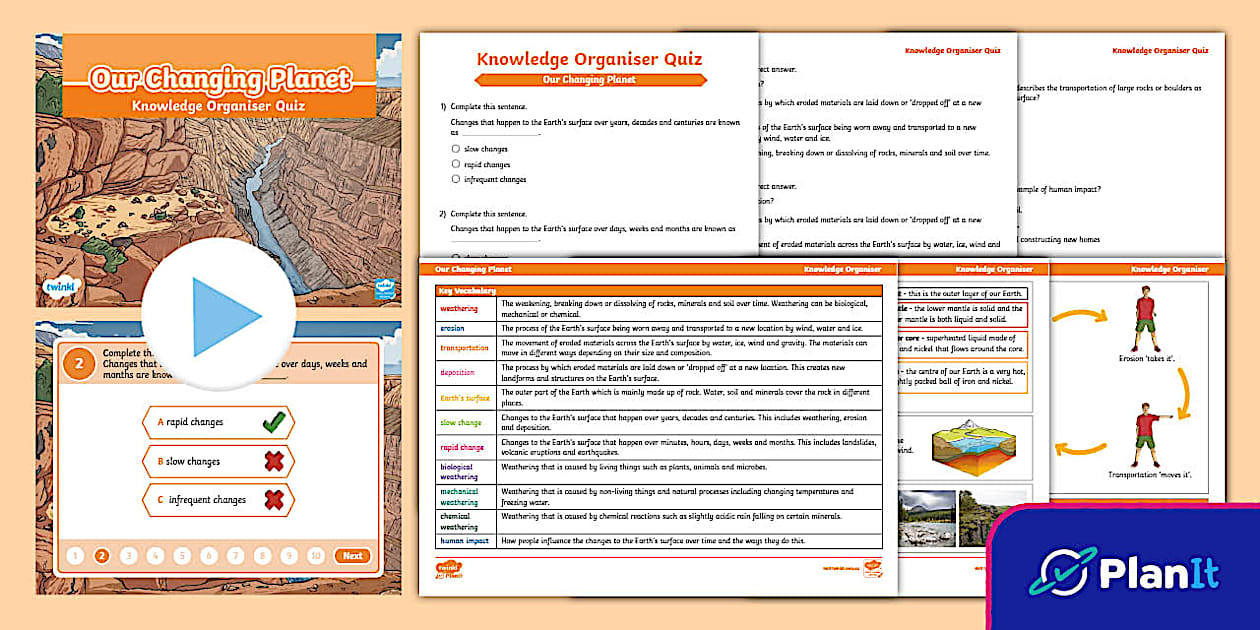 Year 5 Science Changing Planet Knowledge Organiser Quiz Pack