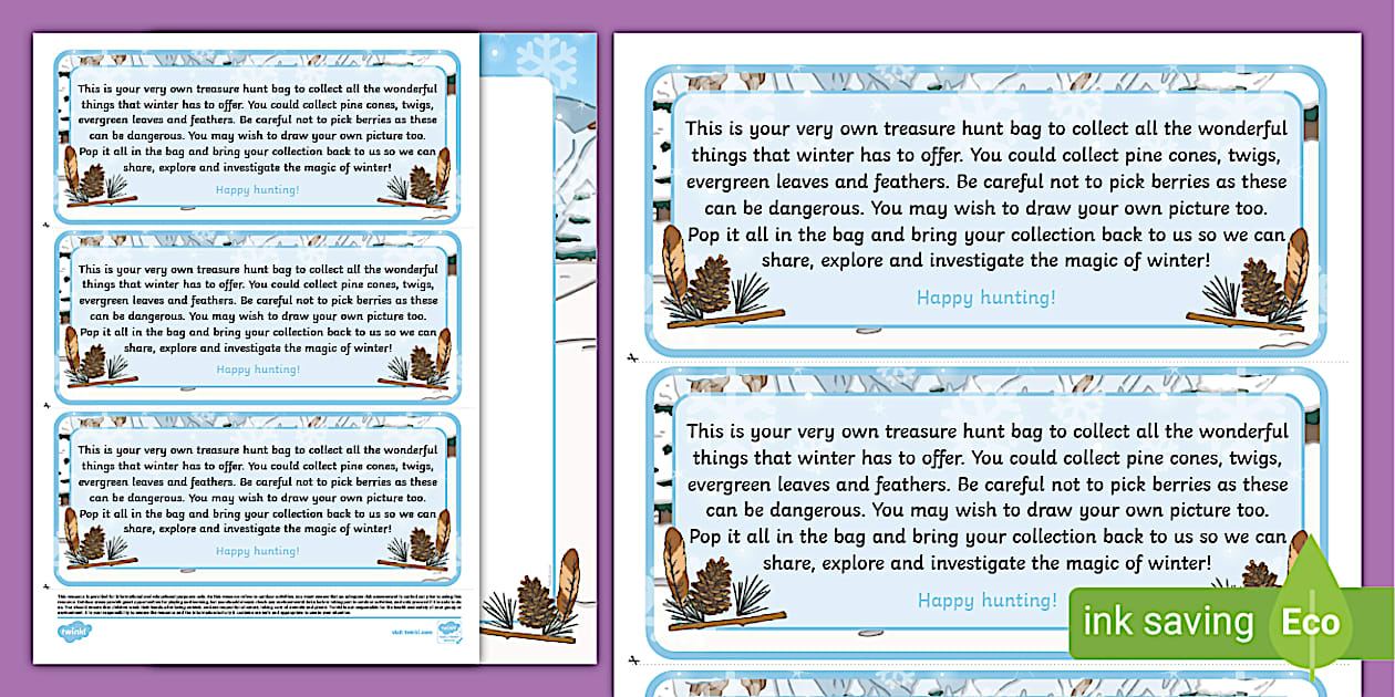 Winter Nature Hunt Home Link - Twinkl - EYFS (teacher made)