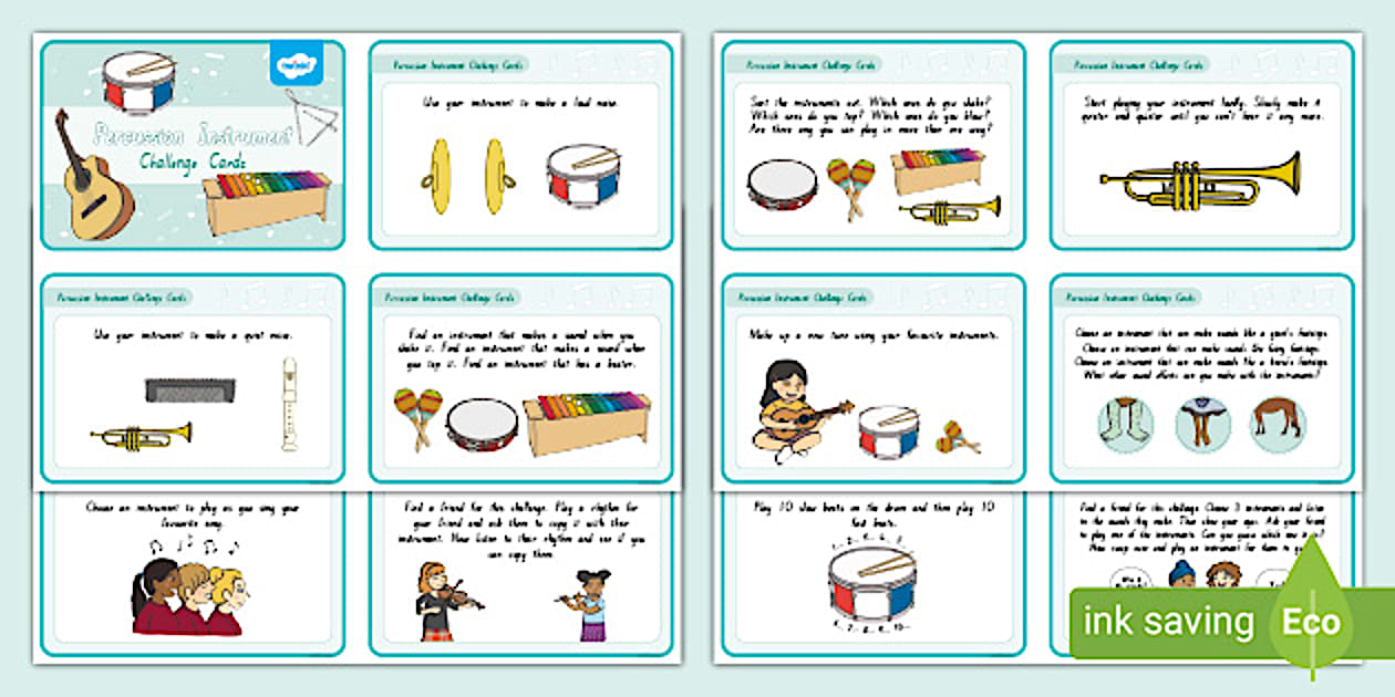 Percussion Instrument Challenge Cards - Primary Resources
