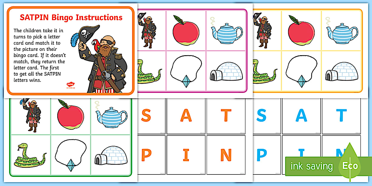 KS1 Picture Bingo Match with SATPIN Beginning Sounds